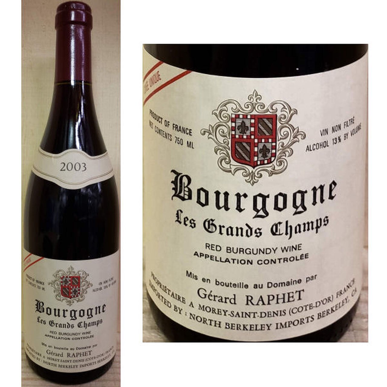 Gerard Raphet Bourgogne Les Grands Champs Red Burgundy 2003 | Liquor ...