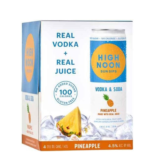 High Noon Sun Sips Vodka & Soda Pineapple 4x355 Ml Can | Nationwide Liquor