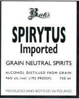 Bak's Spirytus 192 Proof 750ml | Liquor Store Online